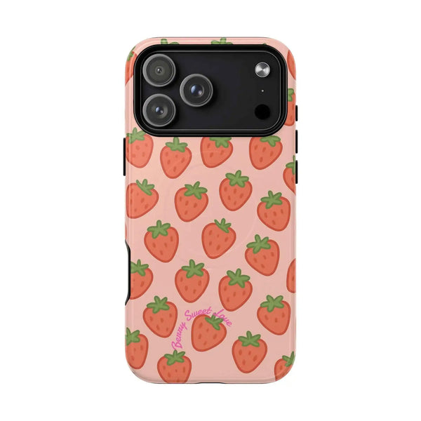 Strawberry Pattern Magnetic Phone Case | Berry Sweet Love - Shamo's