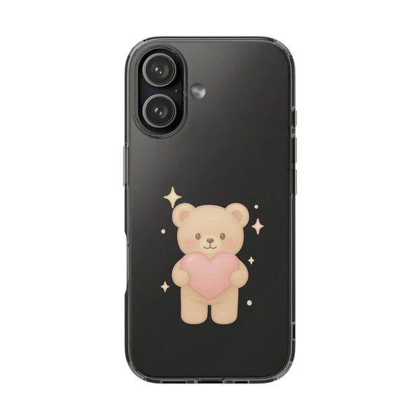 Romantic Teddy Bear Impact-Resistant Phone Case with Heart Design ...