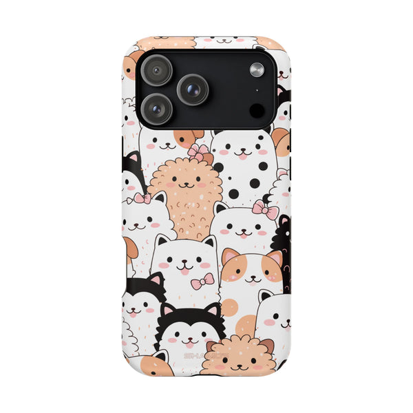 Cute Cartoon Cats & Puppies Phone Case with MagSafe Compatibility – Shamo's